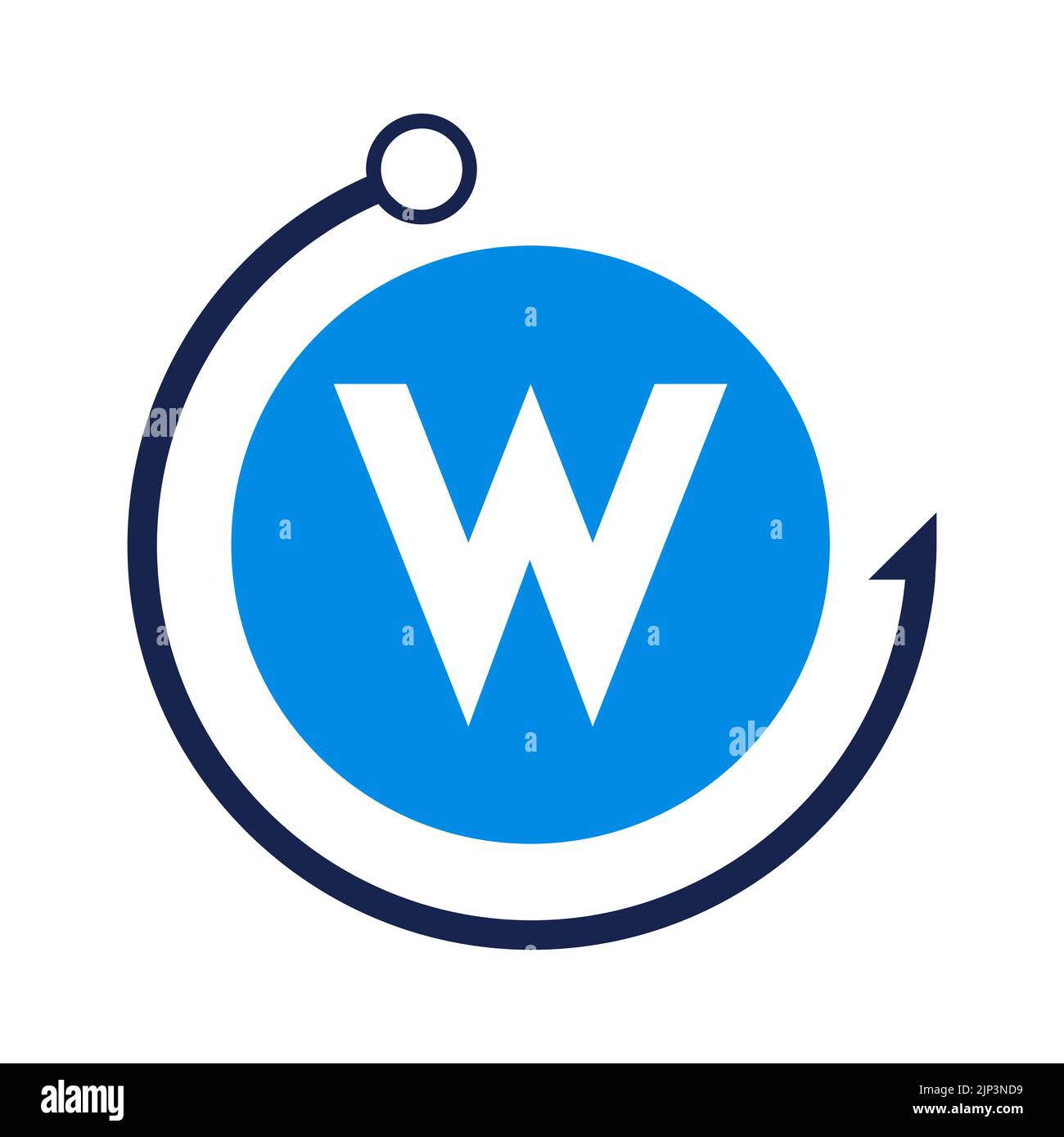 Letter W Fishing Logo Design Template. Fishing Club Logo On Letter W ...