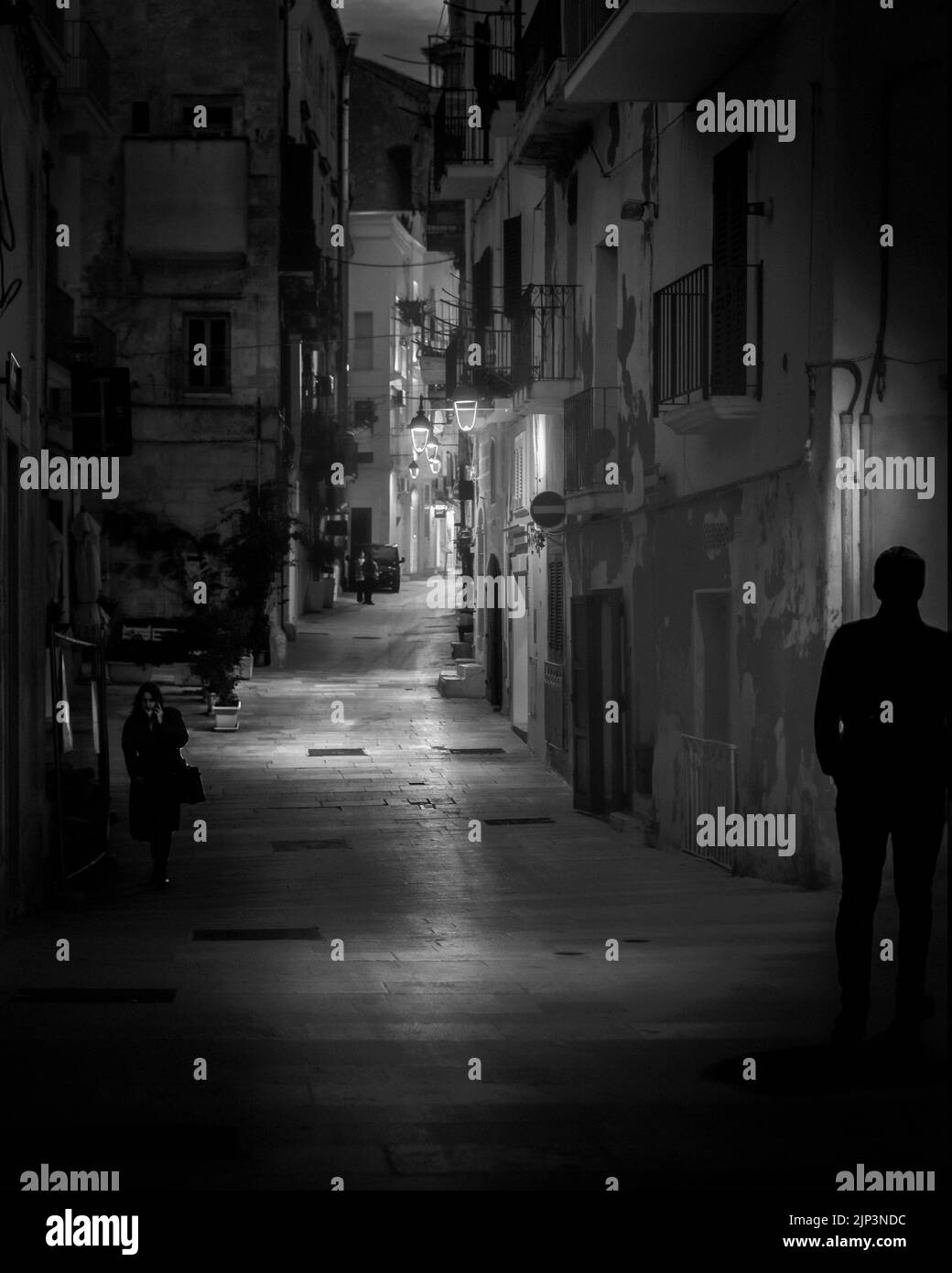 Winter evening in old Black and White Stock Photos & Images - Alamy