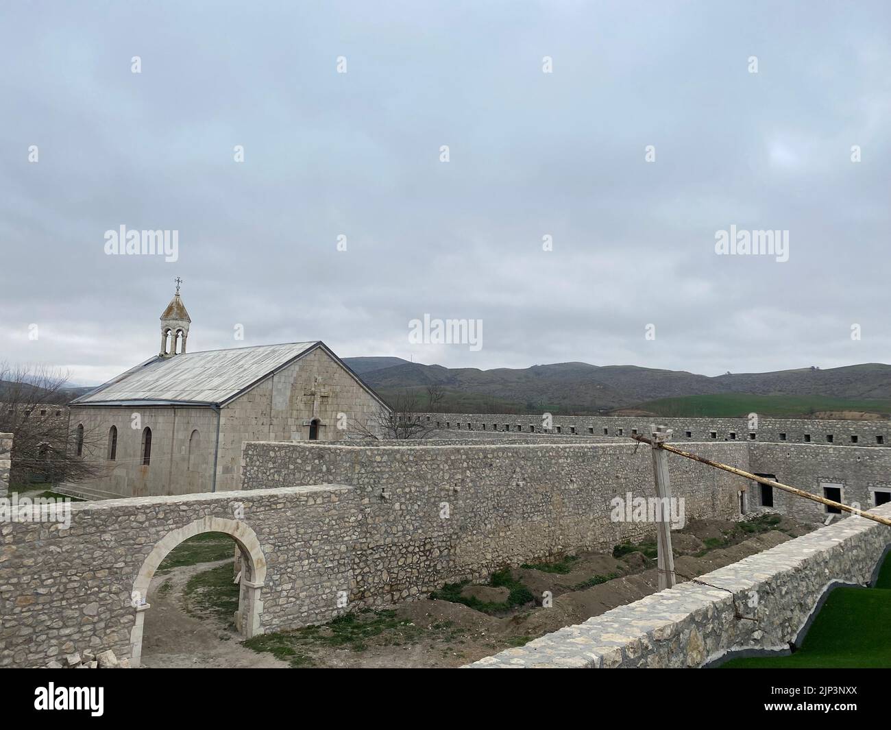 A daytime view of Amaras monastery on a cloudy day in Artsakh, Nagorno ...