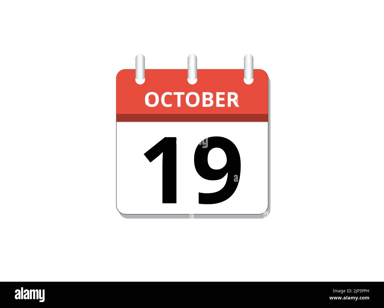October, 19th calendar icon vector, concept of schedule, business and ...