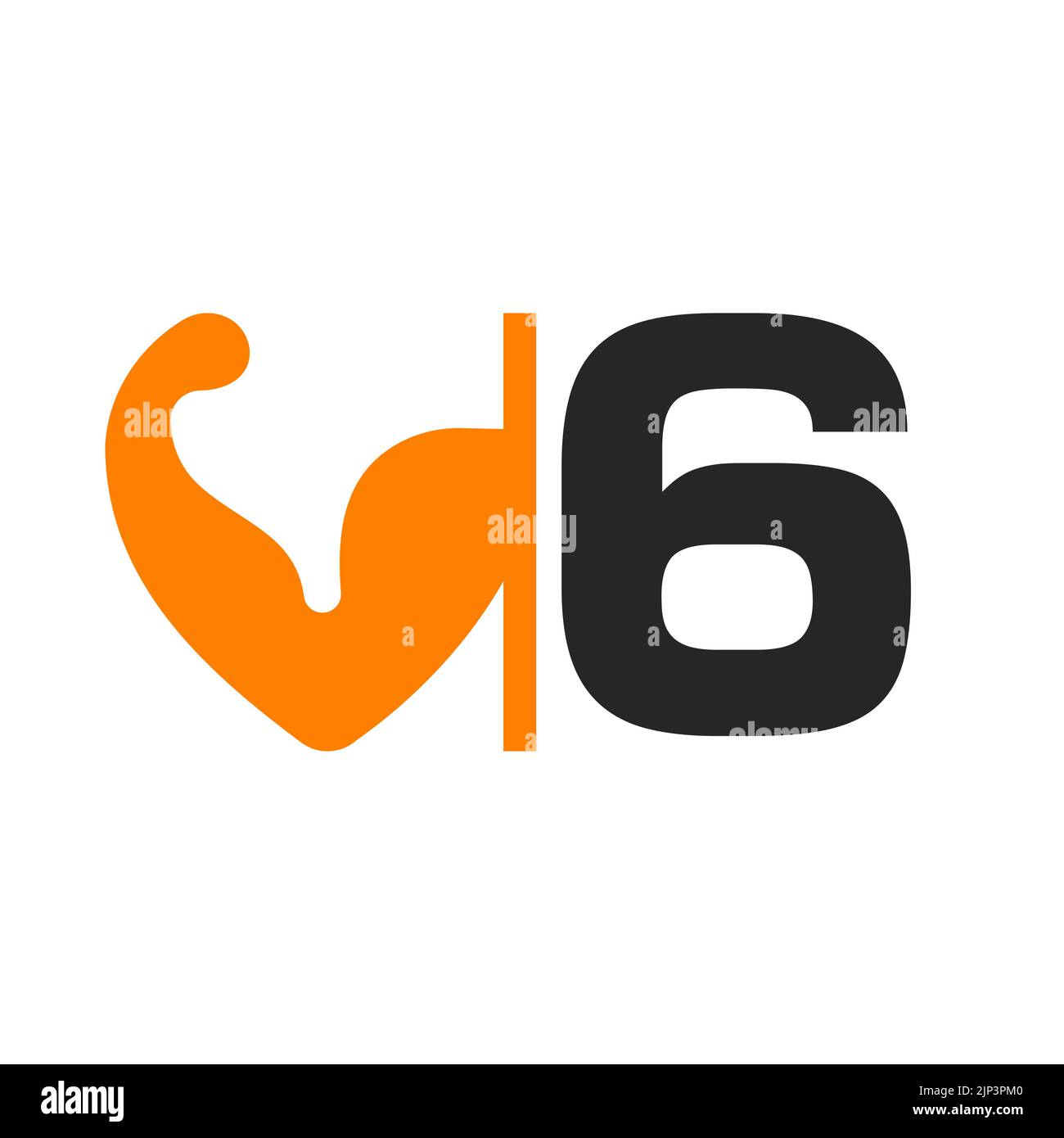 Letter 6 Fitness Logo Design. Healthy Arm Body Builder Logo Design ...