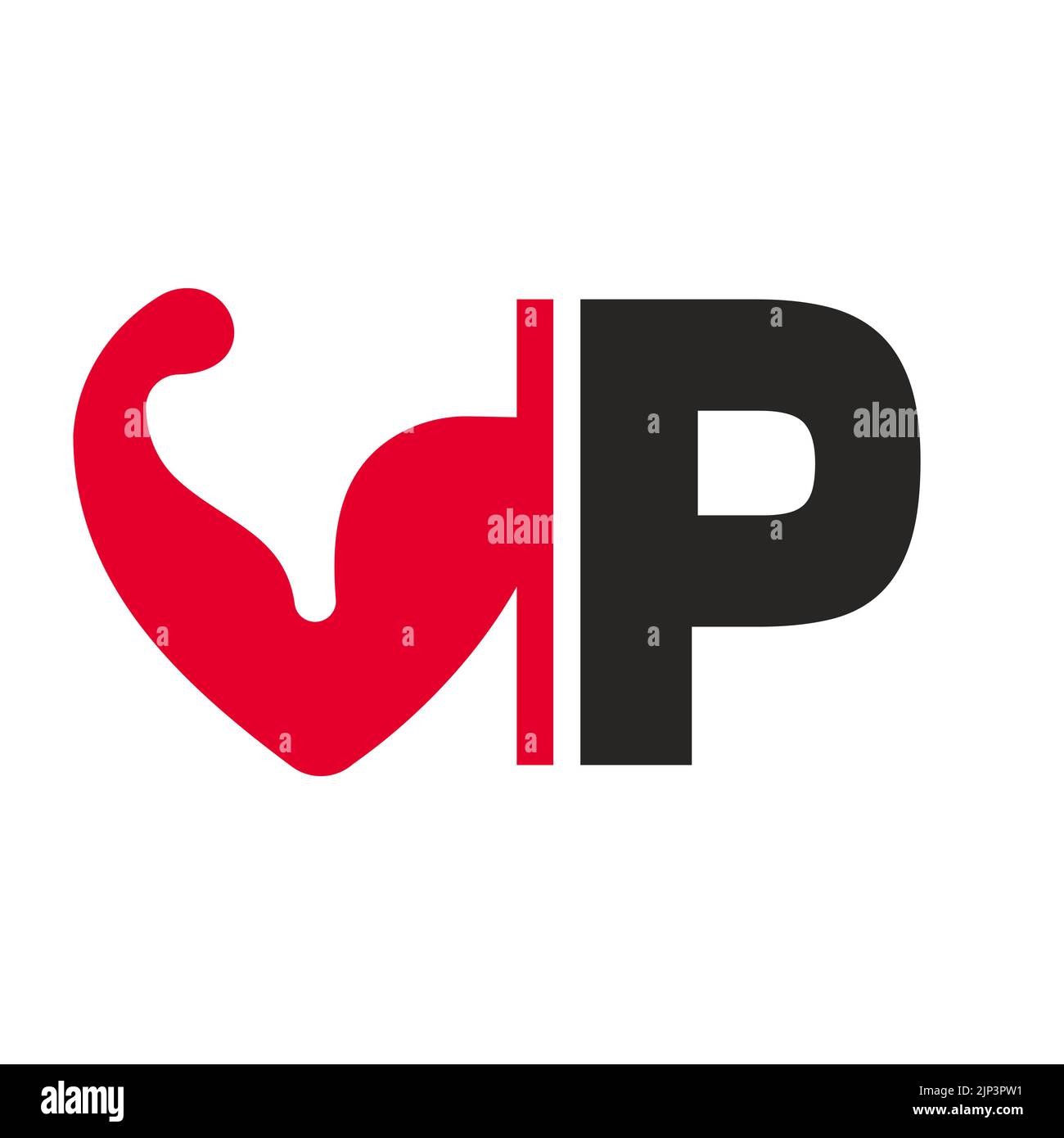 Letter P Fitness Logo Design. Healthy Arm Body Builder Logo Design ...