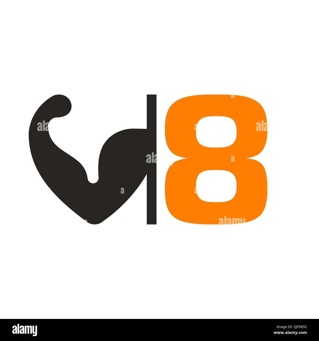 Letter 8 Fitness Logo Design. Healthy Arm Body Builder Logo Design ...