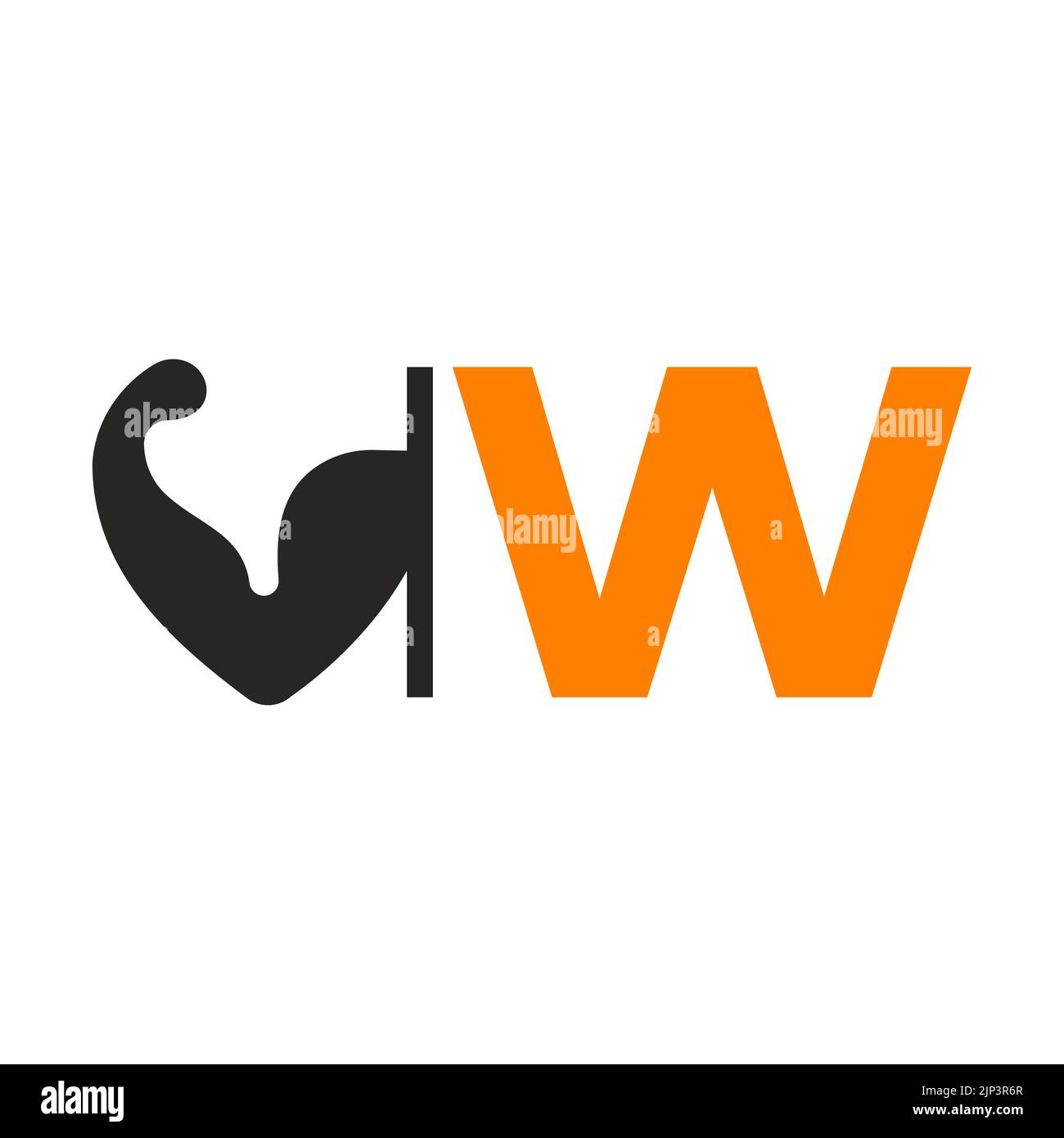 Letter W Fitness Logo Design. Healthy Arm Body Builder Logo Design ...