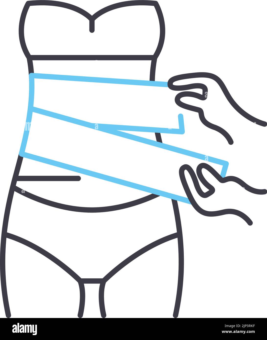 body wrapping line icon, outline symbol, vector illustration, concept ...
