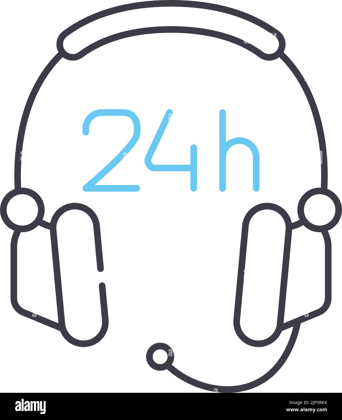 24 hour support line icon, outline symbol, vector illustration, concept ...