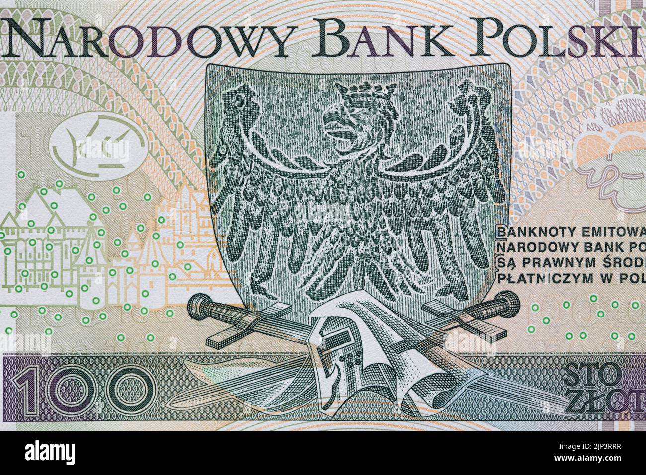 Reverse of 100 polish zloty banknote for design purpose Stock Photo - Alamy