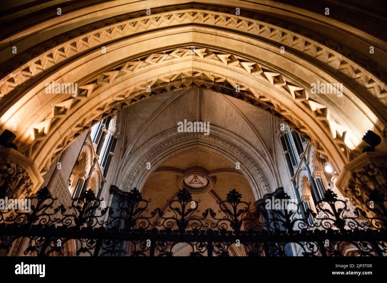 Gothic arch on the interior of Christ Church in Dublin, Ireland Stock ...
