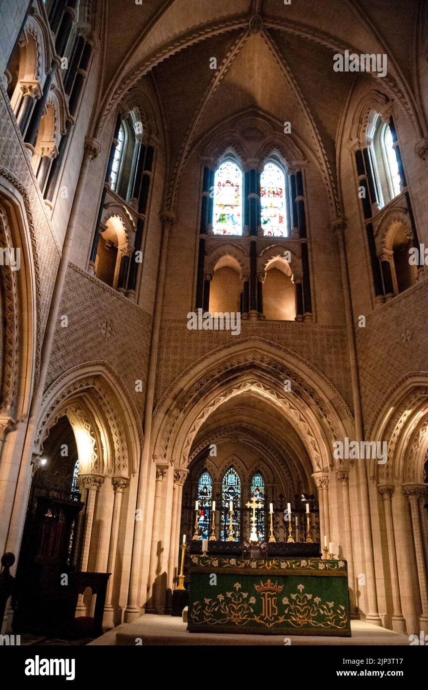 Gothic arches above the altar inside medieval Christ Church Cathedral ...