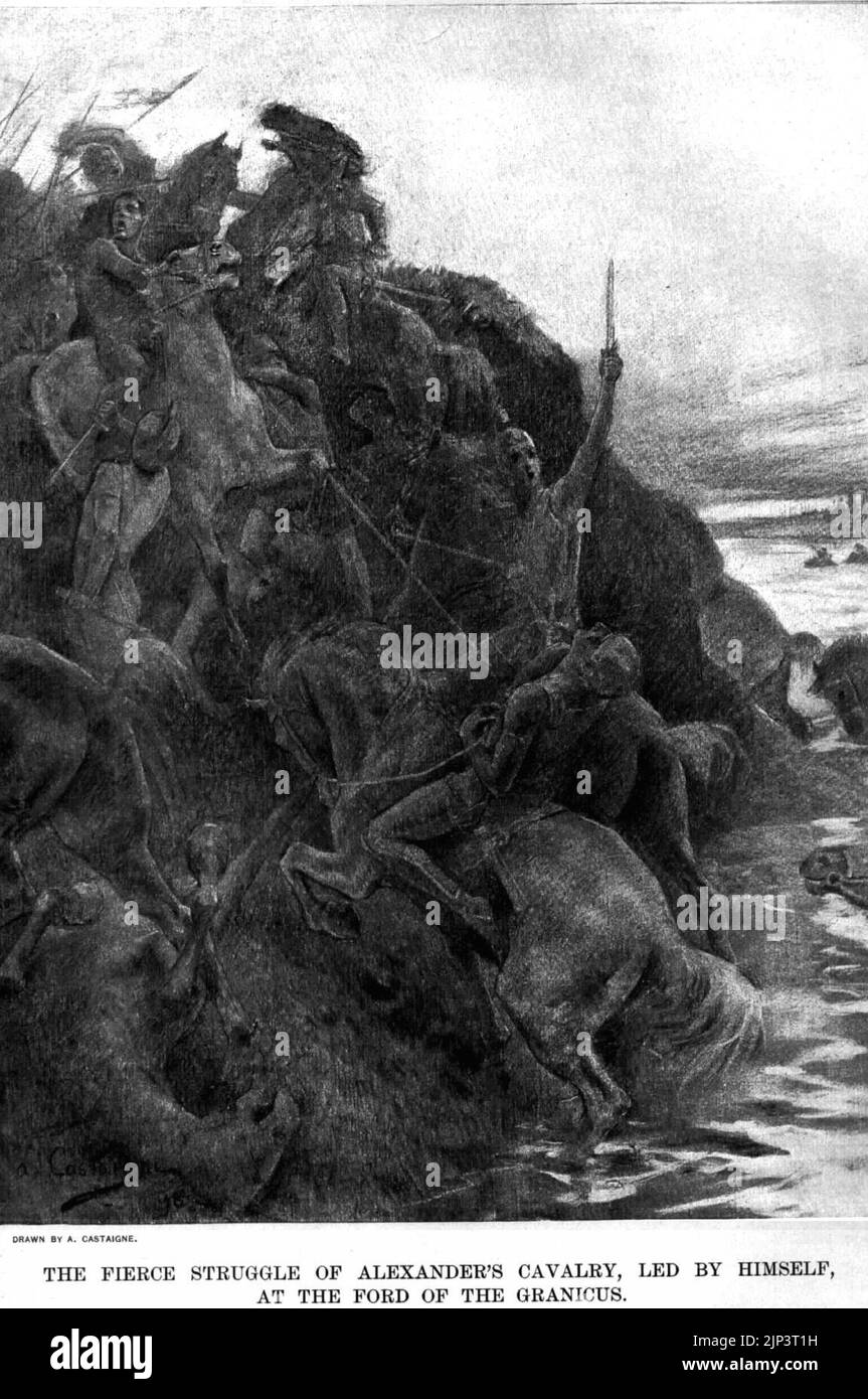 The fierce struggle of Alexander's cavalry at the fording of the river ...