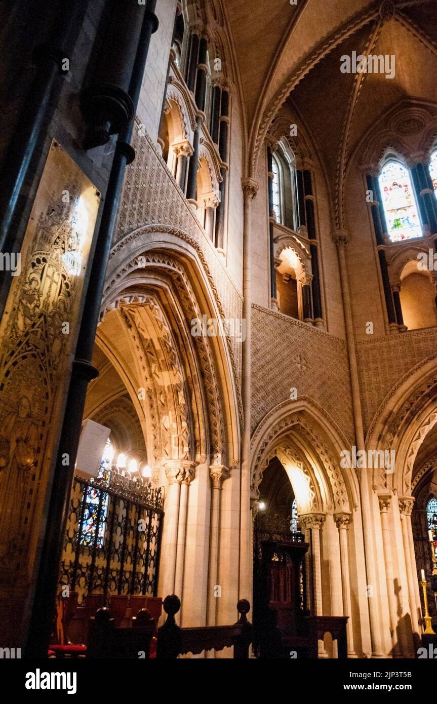 Gothic arches in medieval Christ Church Cathedral in Dublin Ireland ...