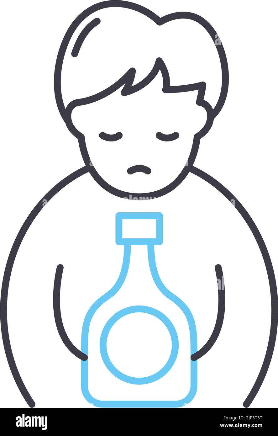 addiction line icon, outline symbol, vector illustration, concept sign ...