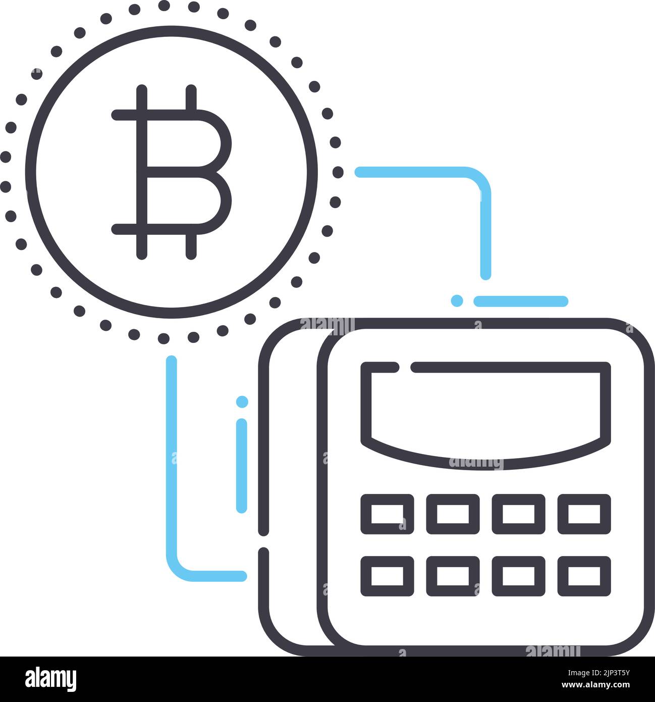 bitcoin calculator line icon, outline symbol, vector illustration ...