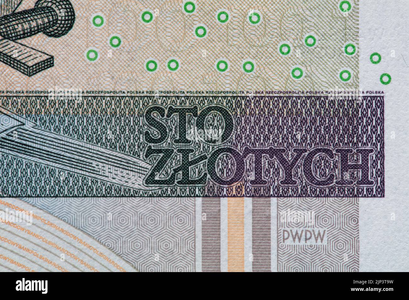 Reverse of 100 polish zloty banknote for design purpose Stock Photo - Alamy