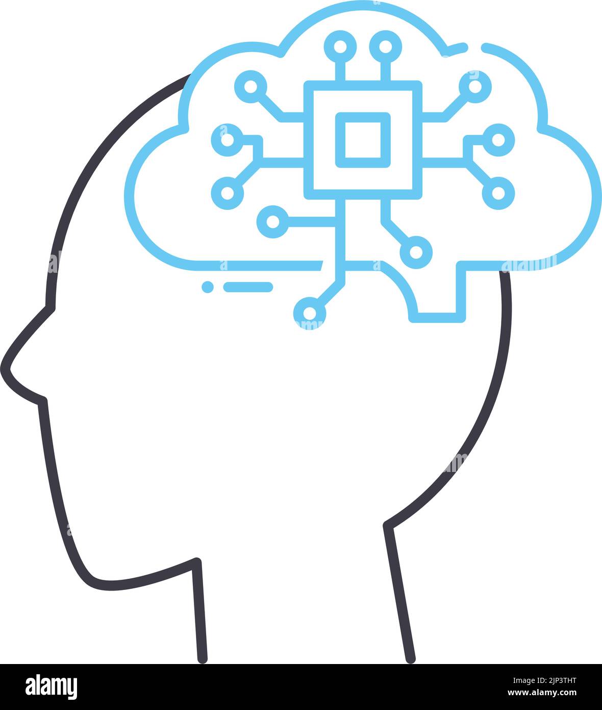 artificial mind line icon, outline symbol, vector illustration, concept ...