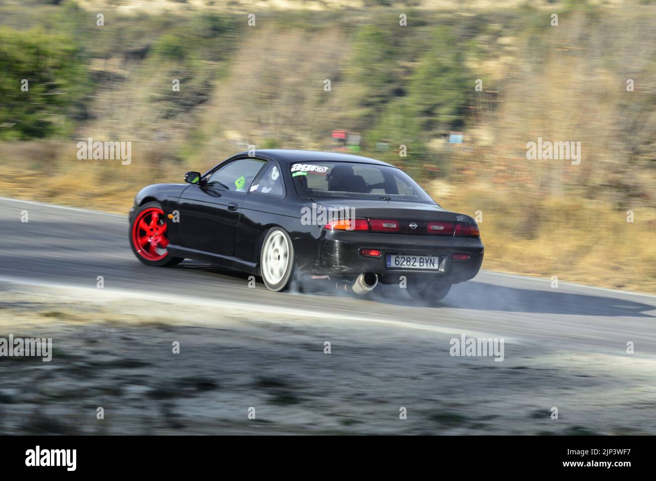 A trunk of a custom black drifting track, model Nissan Silvia S14 Stock ...