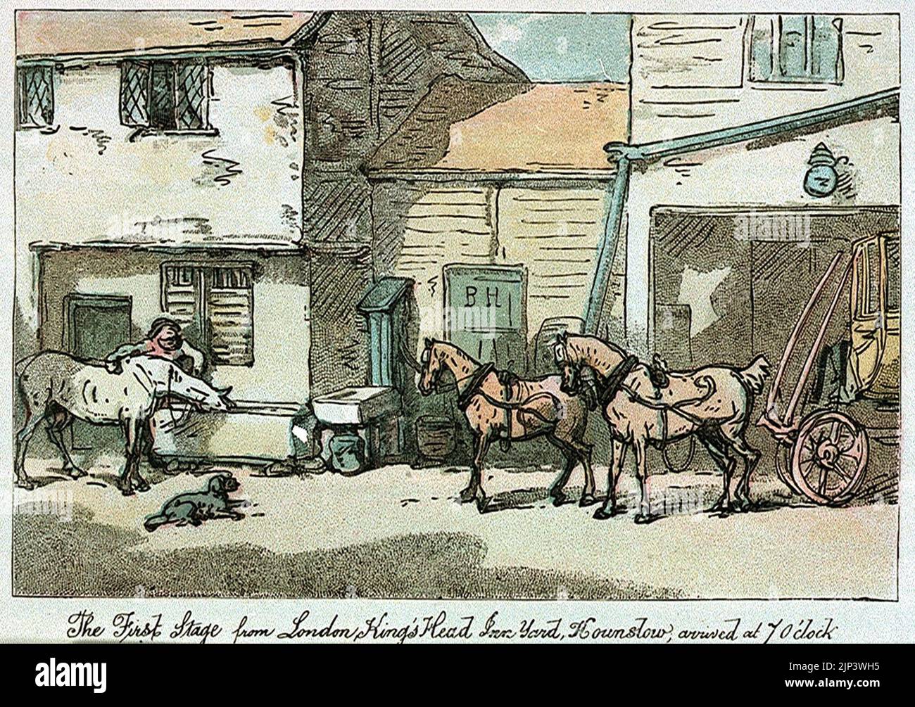 The First Stage from London ' Kings Head Inn' Yard Hounslow, arrived at ...