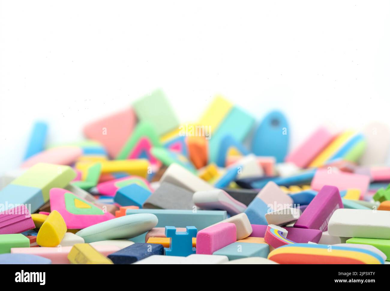a bunch of erasers of various shapes and colors Stock Photo - Alamy