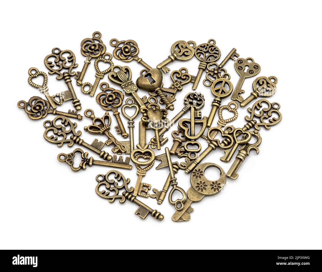 a heart shape made of Bronze ornamental keys for clocks and treasure ...