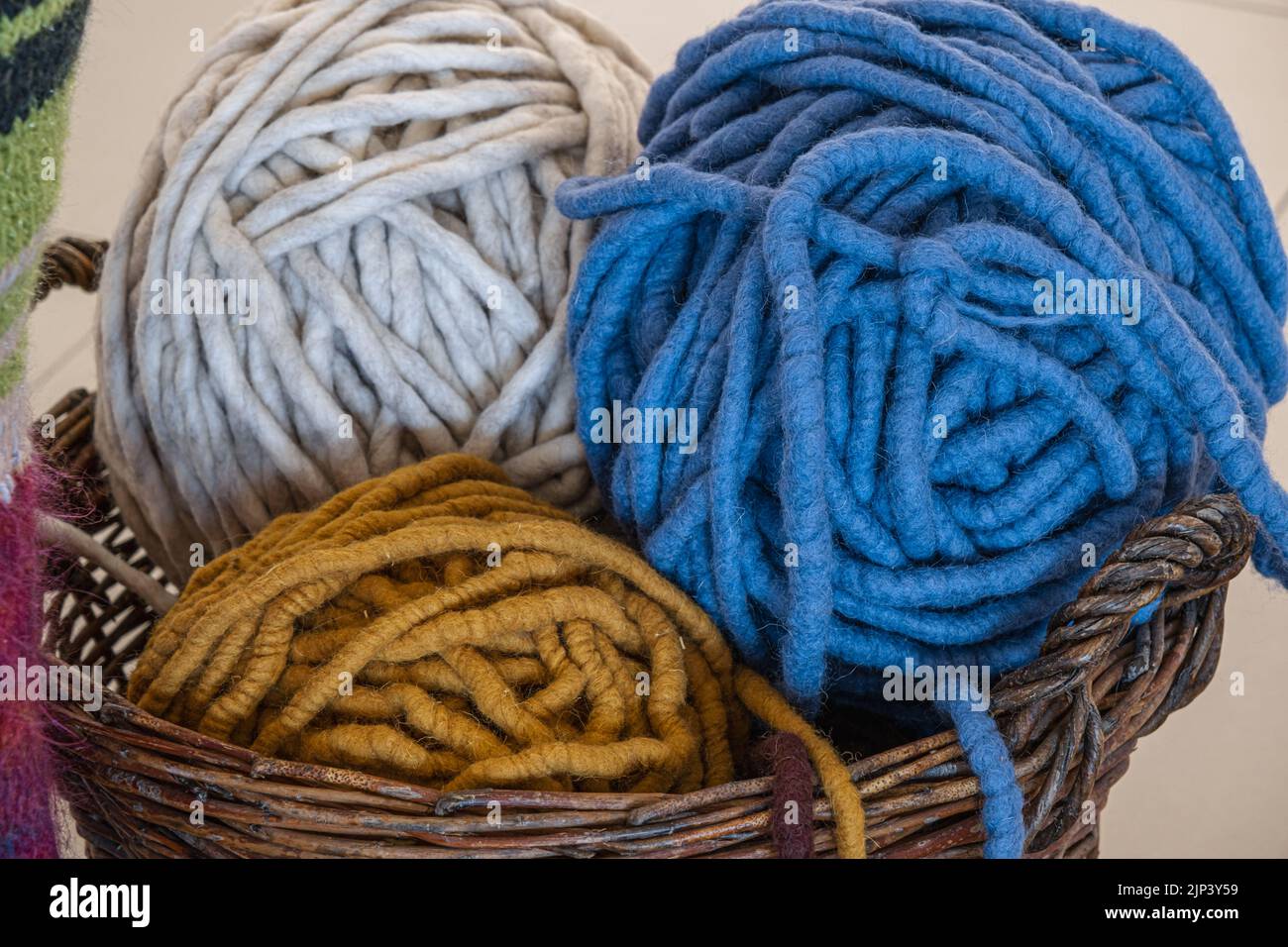 Balls of wool in various colors Stock Photo - Alamy
