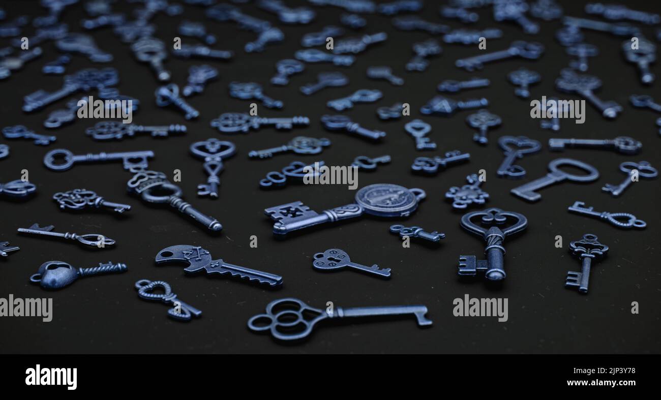 blue keys ornamental keys for clocks and treasure boxes with unique ...