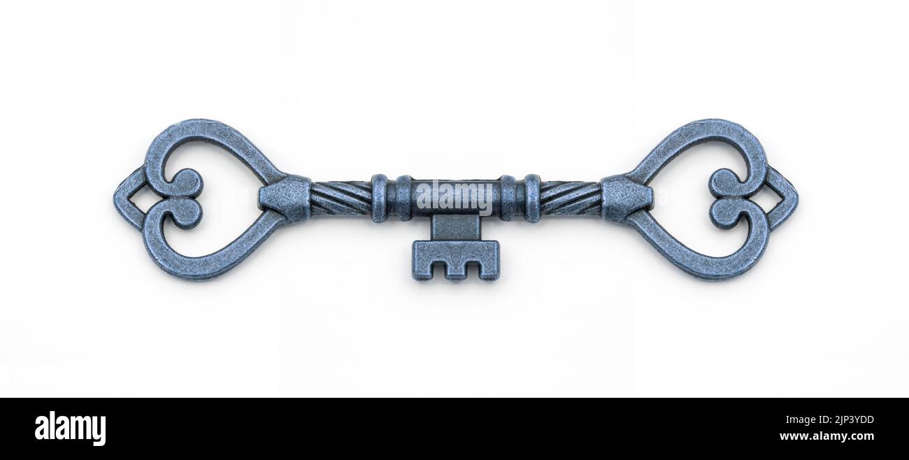 Blue ornamental double key with unique shapes and design Stock Photo ...