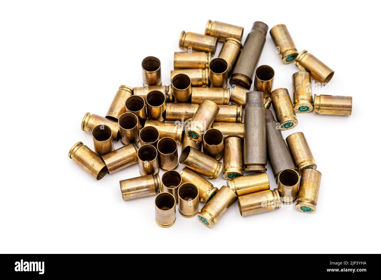 bullet cartridges casings on white background Stock Photo - Alamy