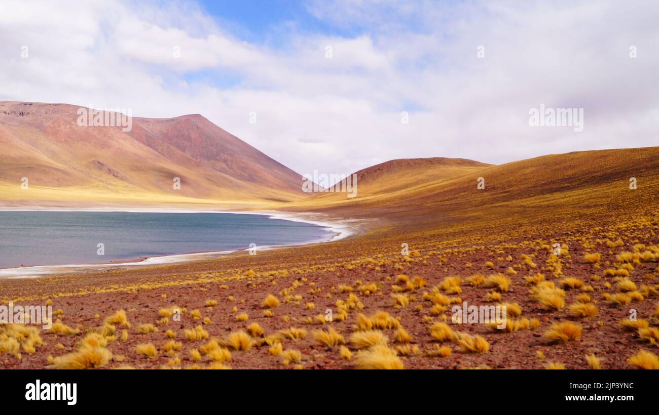 The Miniques Lake at the foot of the Cerro Miscanti volcano in San ...