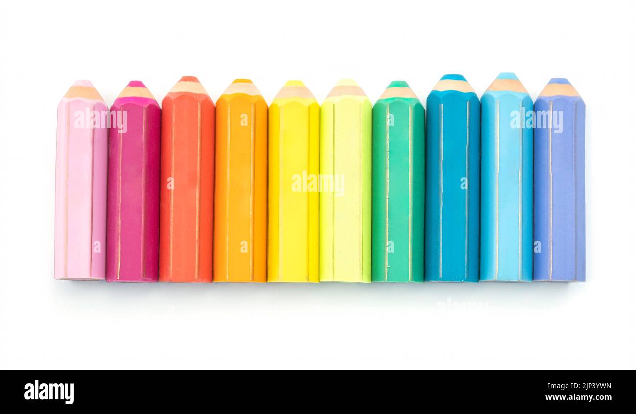 colorful eraser in shaped pencil on white background Stock Photo - Alamy