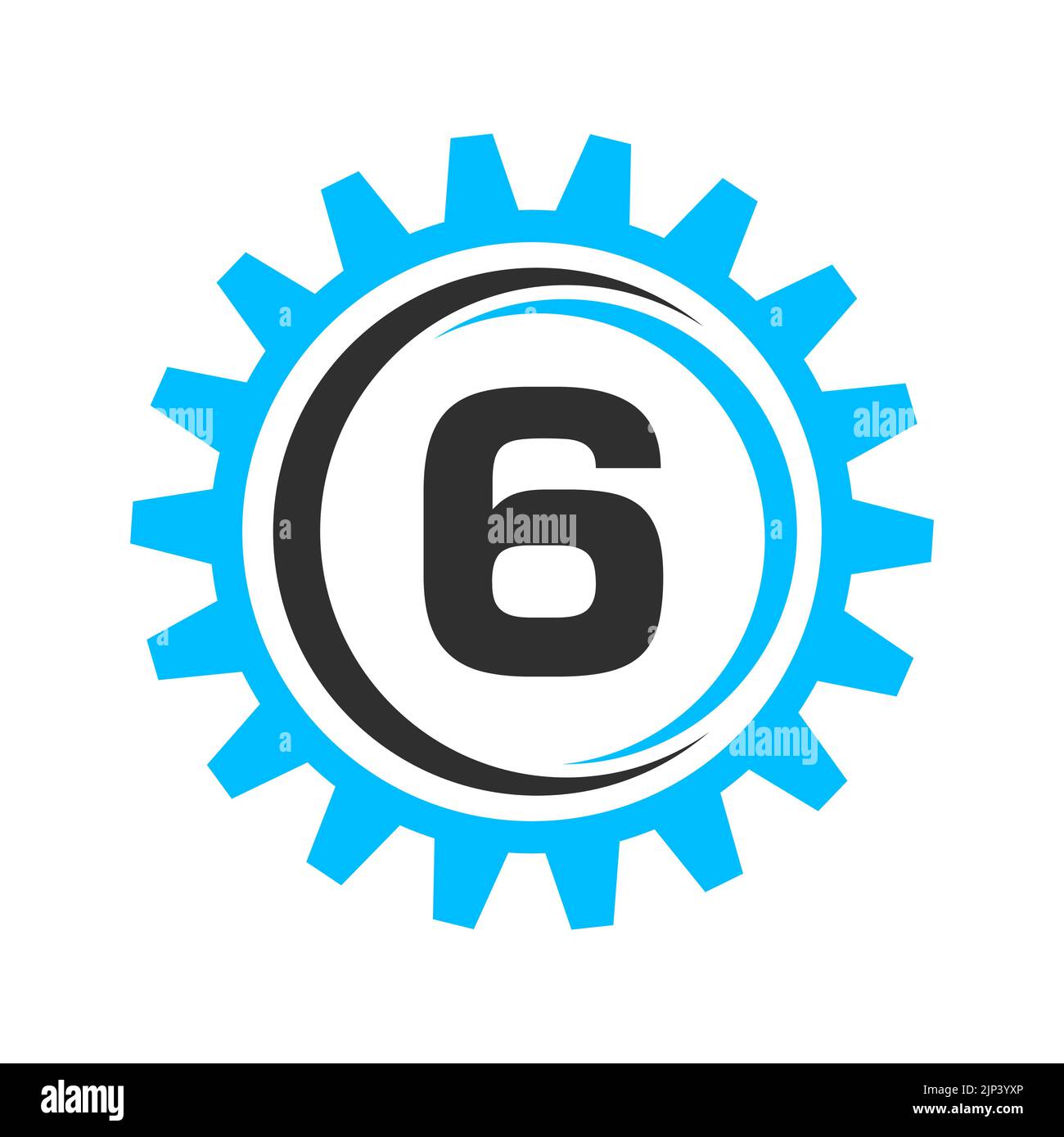 Letter 6 Gear Logo Design Template. Automotive Gear Logo for Business ...