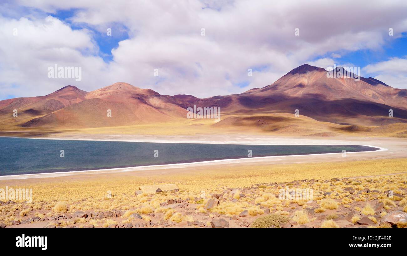 The Miniques Lake at the foot of the Cerro Miscanti volcano in San ...