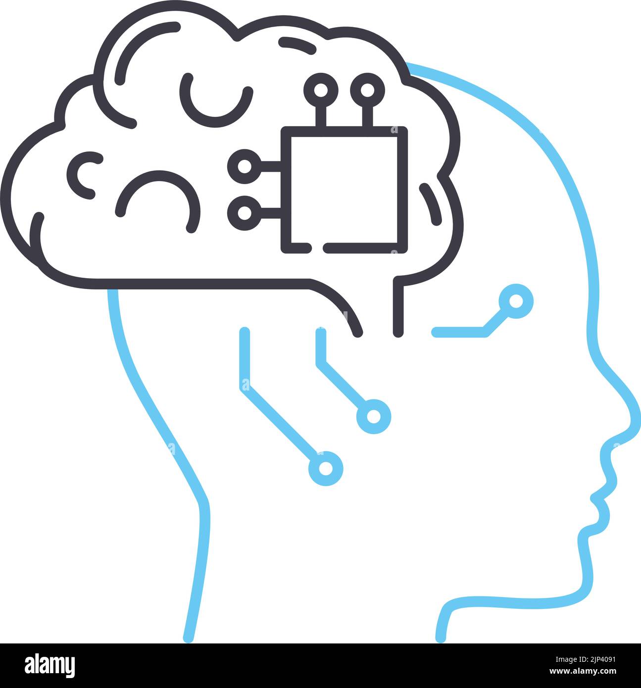 artificial mind line icon, outline symbol, vector illustration, concept ...