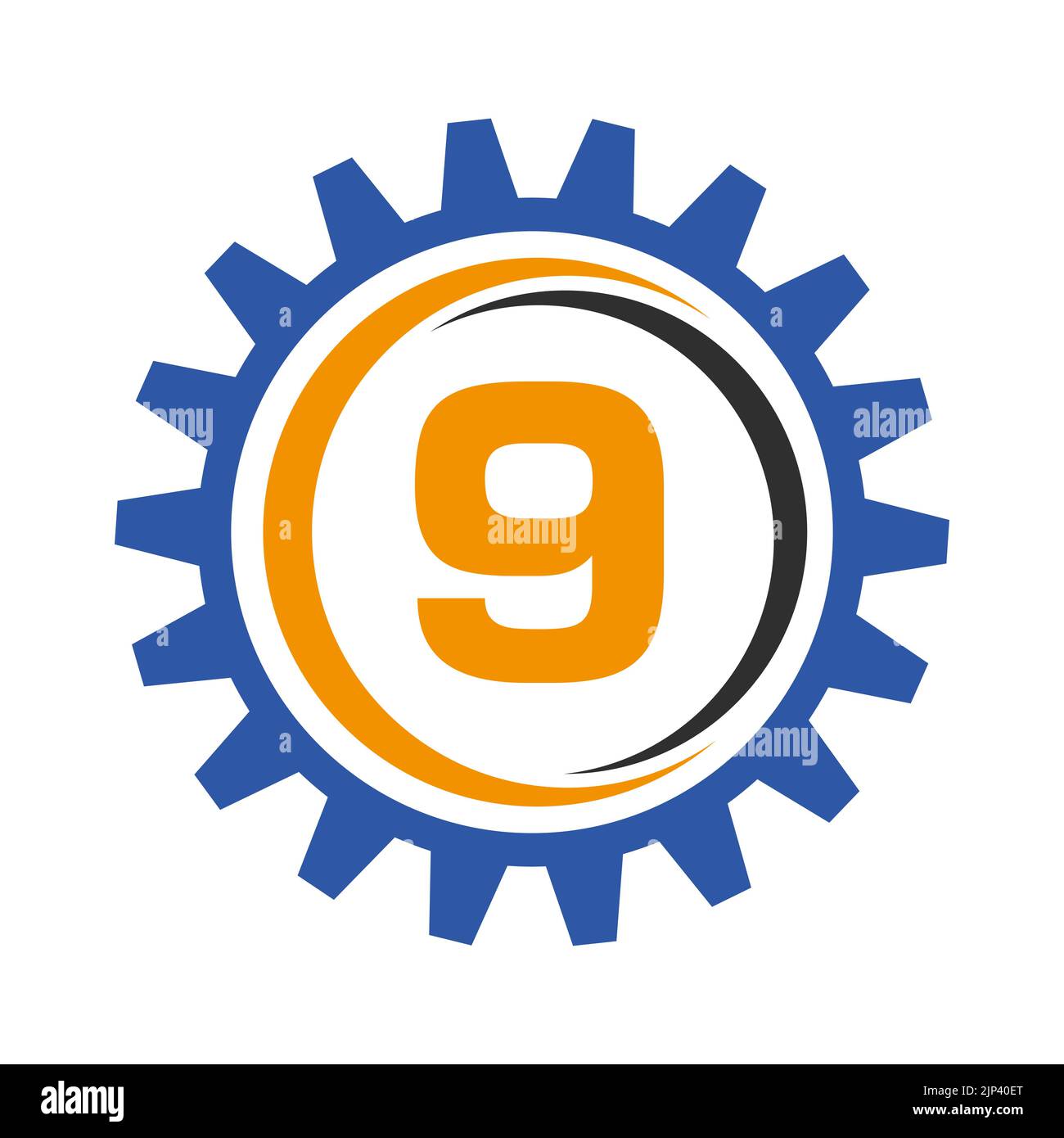 Letter 9 Gear Logo Design Template. Automotive Gear Logo for Business ...