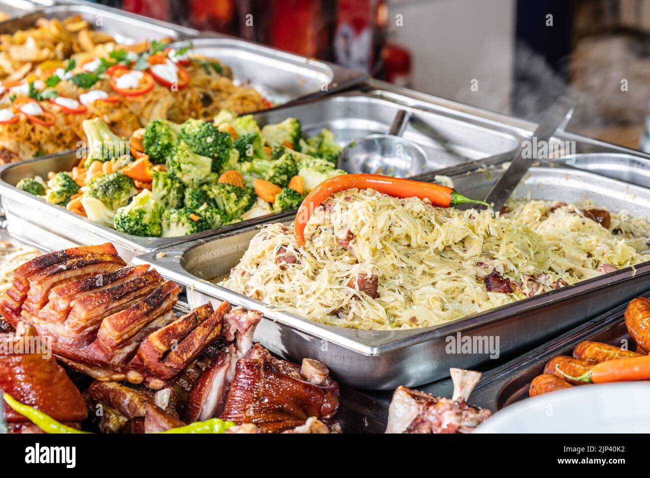 fast food on the street on trays Stock Photo - Alamy