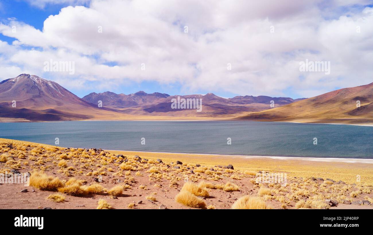 The Miniques Lake at the foot of the Cerro Miscanti volcano in San ...