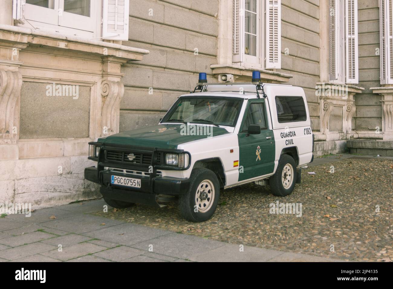 A Classic 4x4 offroad suv of the Spanish police parked in the street ...