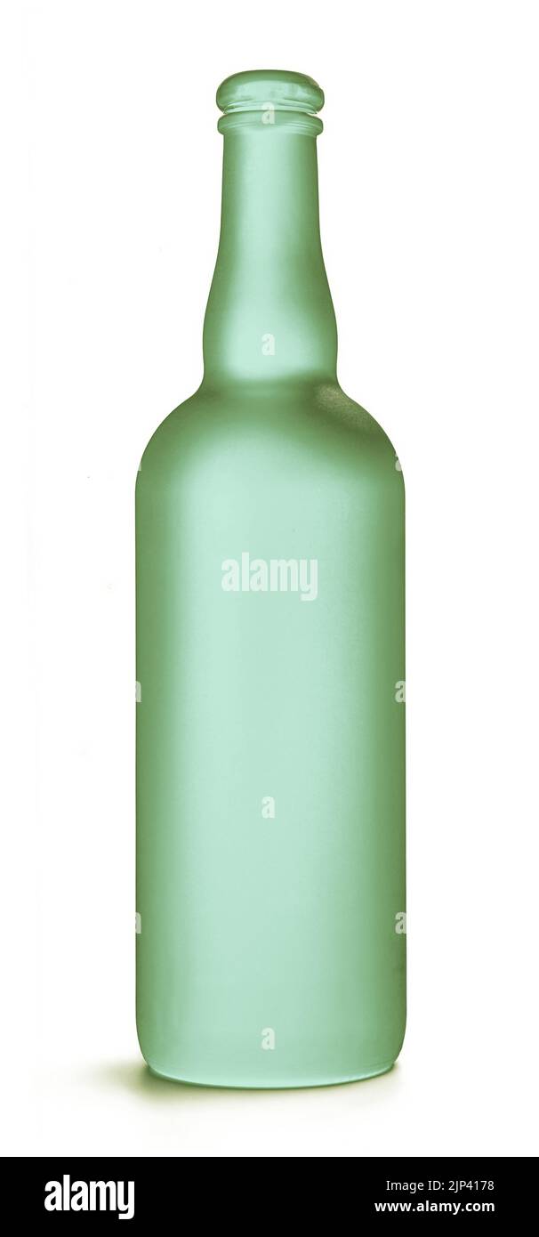 light green glass bottle on white background Stock Photo - Alamy