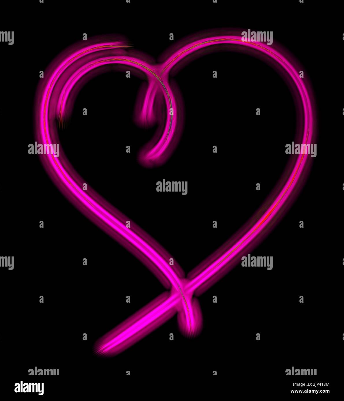 neon pink heart on black background, illustration design Stock Photo ...