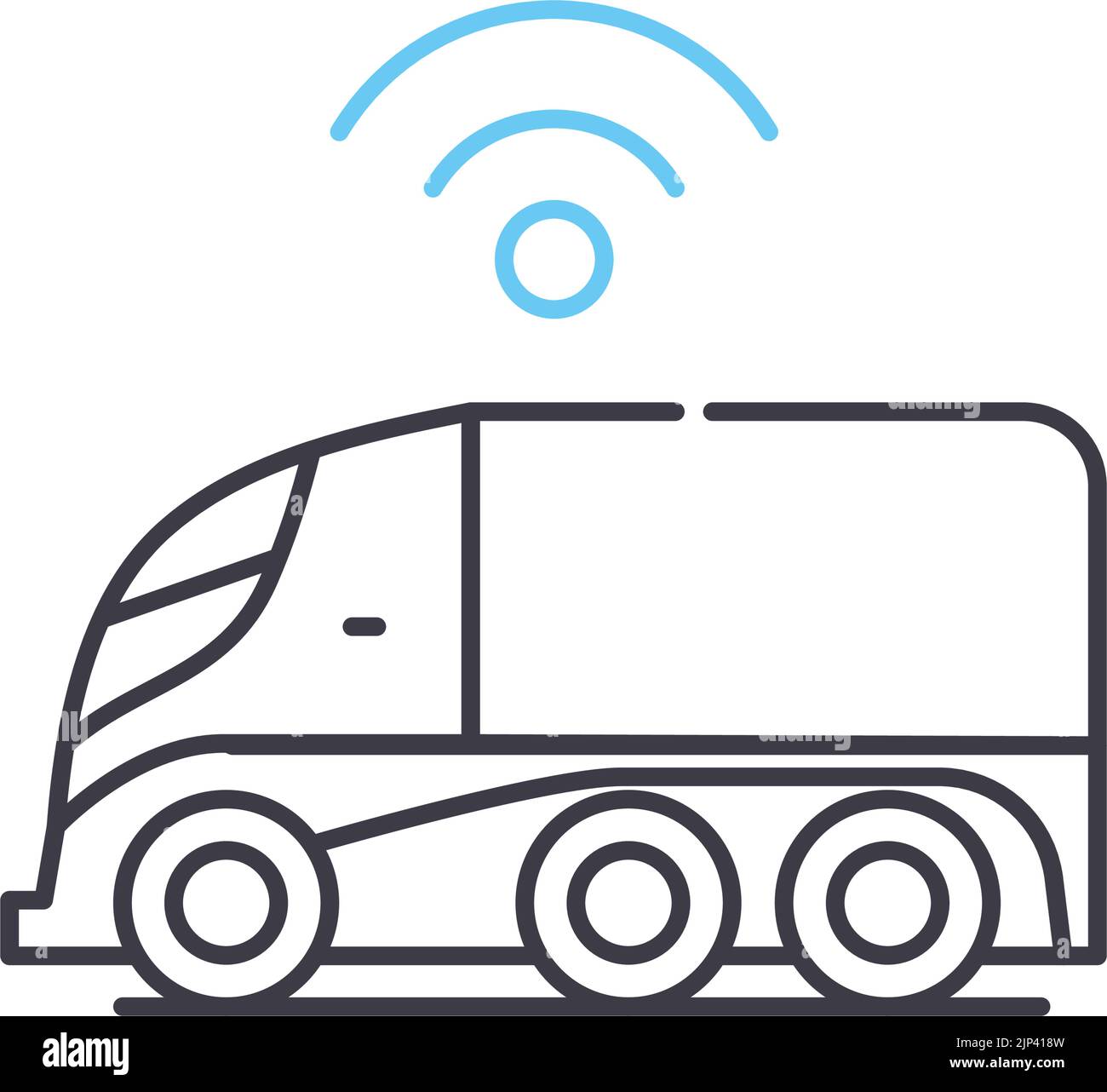 autonomous truck line icon, outline symbol, vector illustration ...