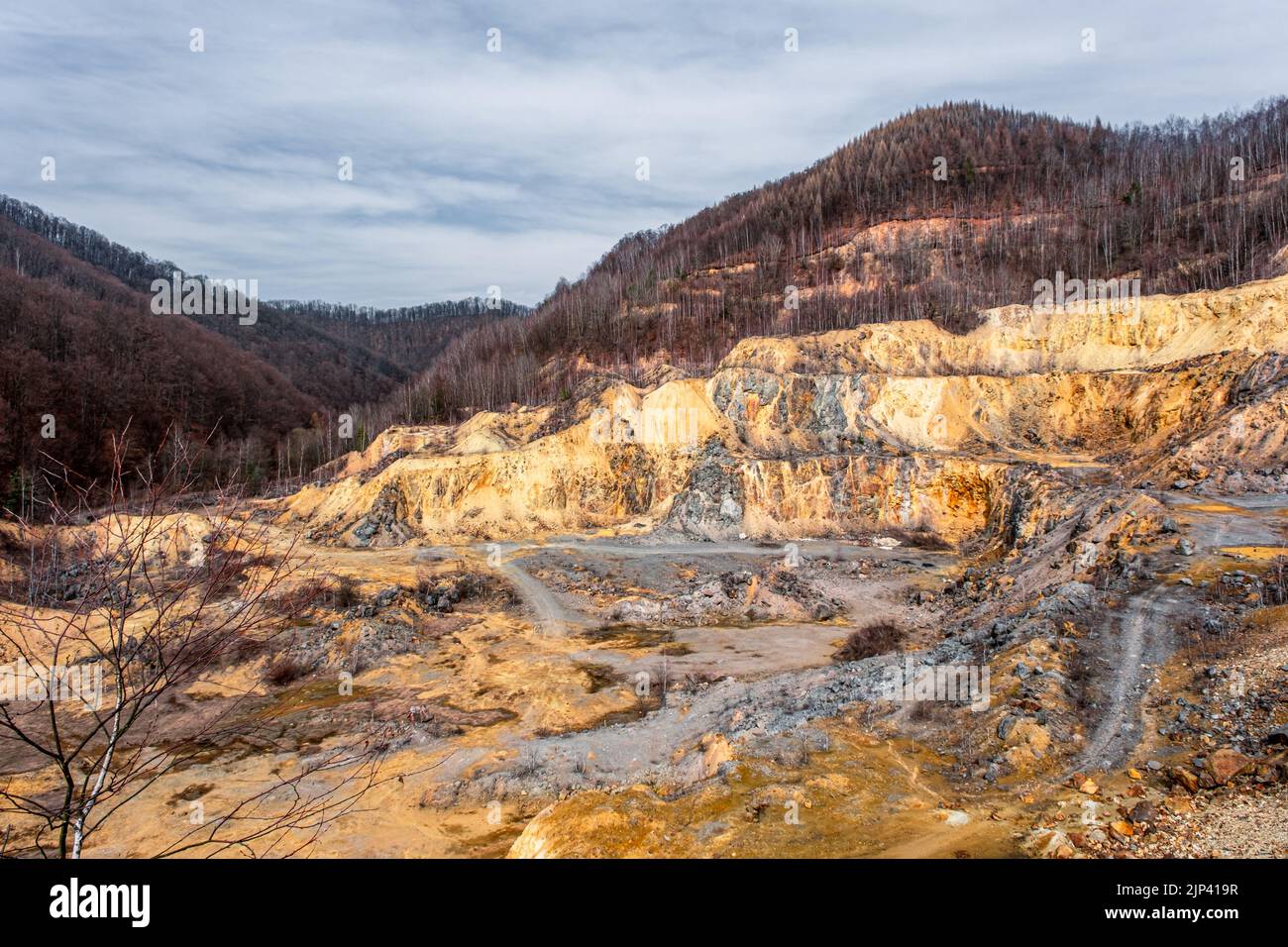 old abandoned copper and gold surface mine in Apuseni mountains ...
