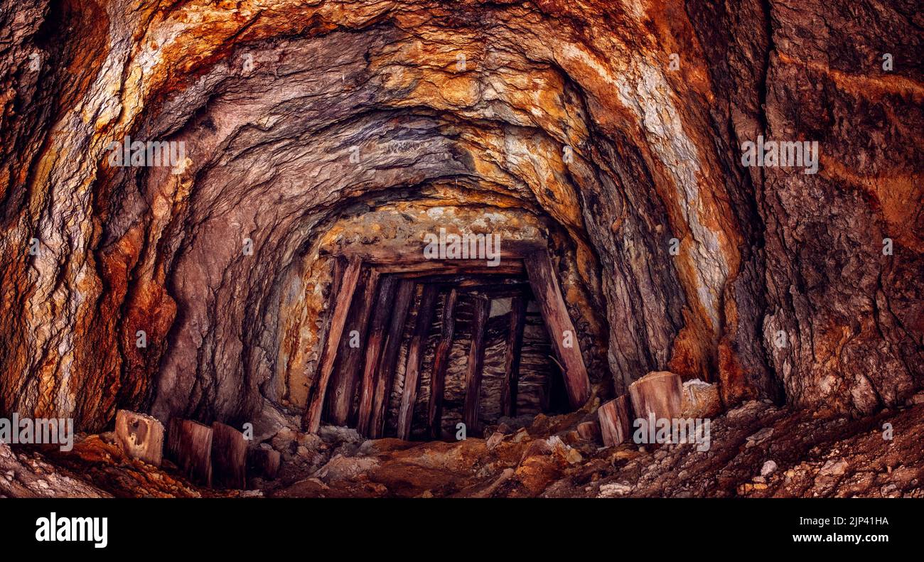 old abandoned copper and gold underground tunnel mine Stock Photo - Alamy