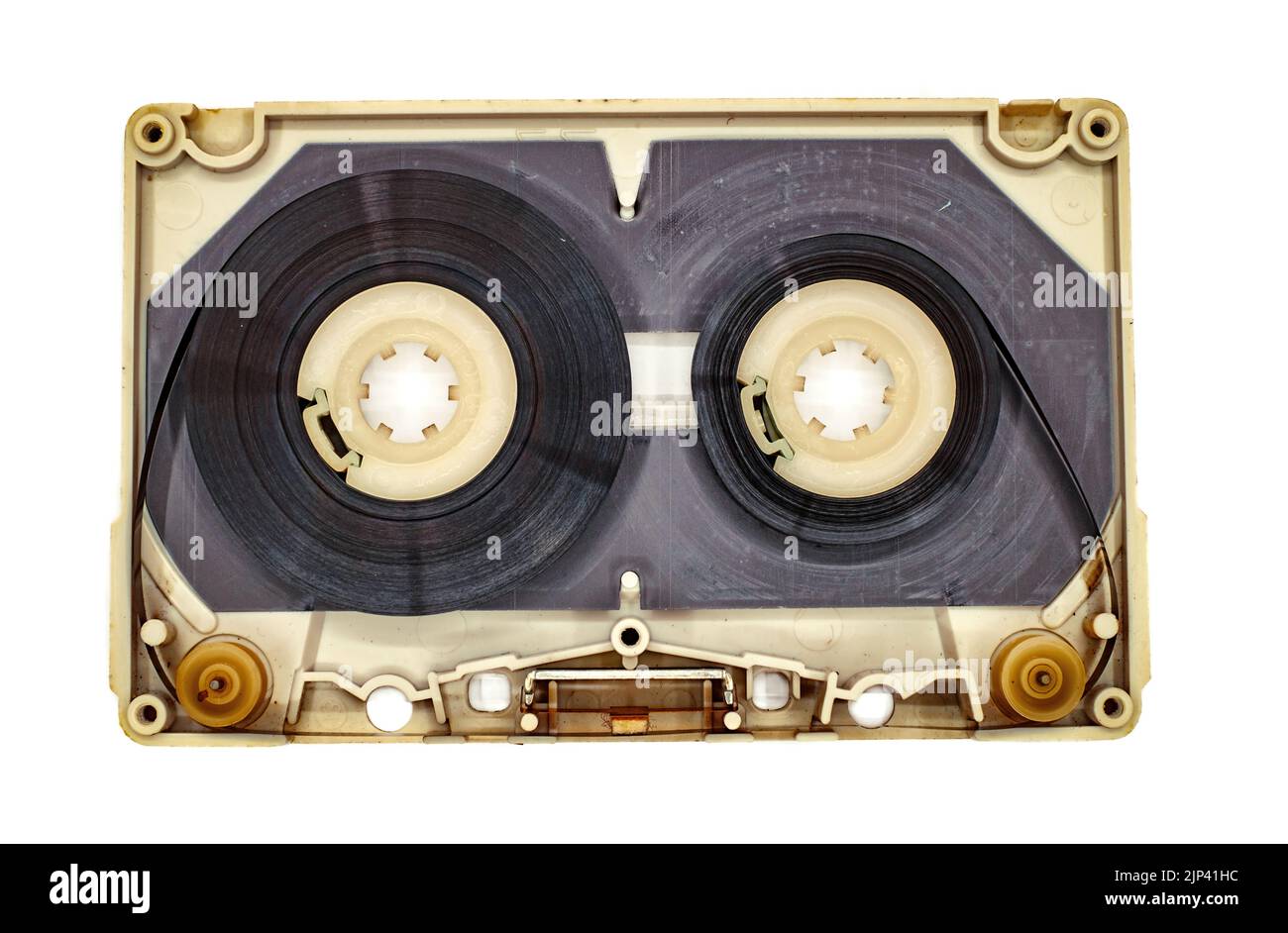 old audio cassette tape open, top view Stock Photo - Alamy