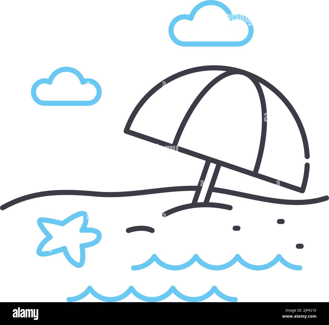 beach line icon, outline symbol, vector illustration, concept sign ...