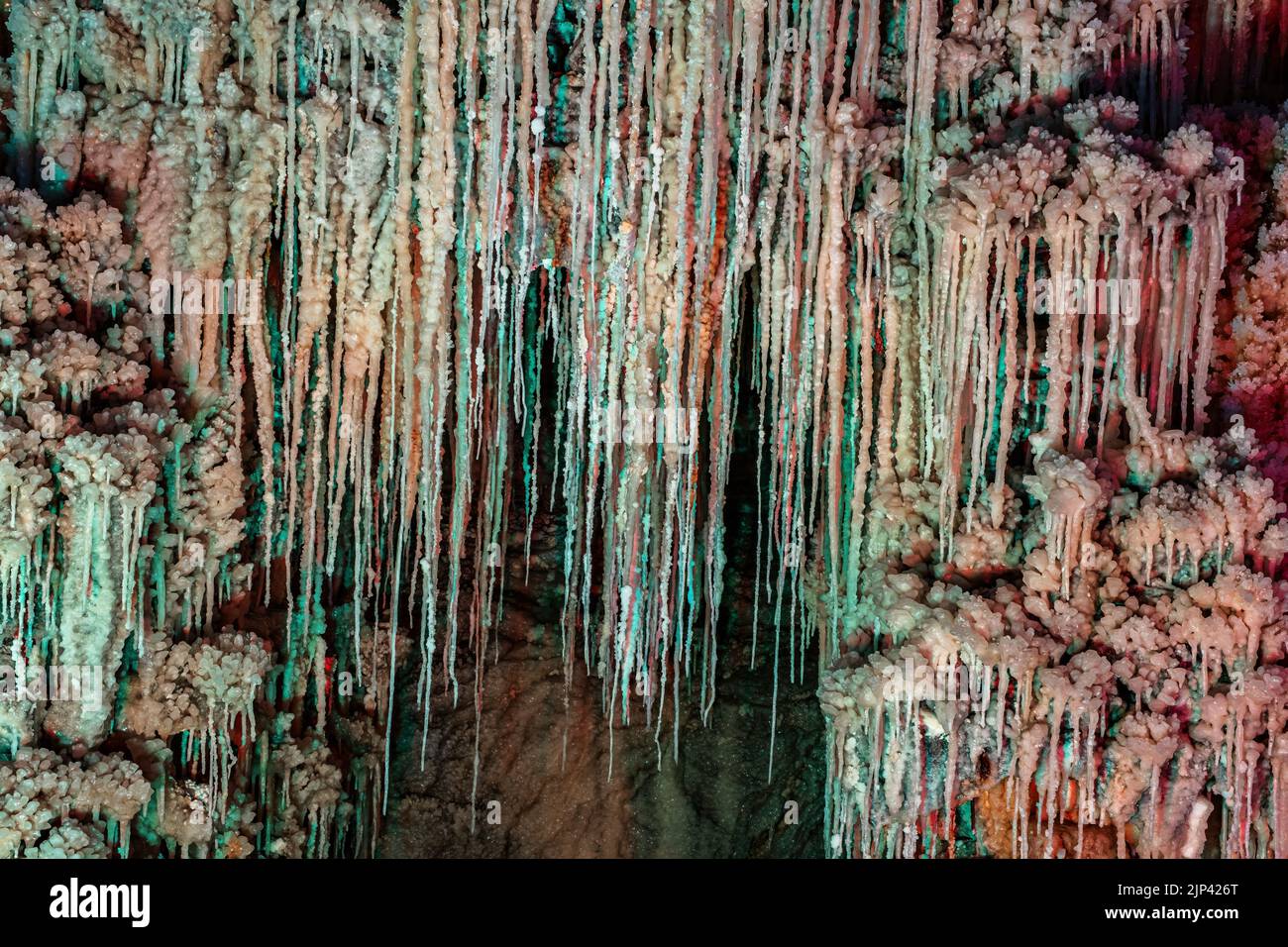 Salt stalactites in an underground salt mine, Slanic, Prahova, Romania ...