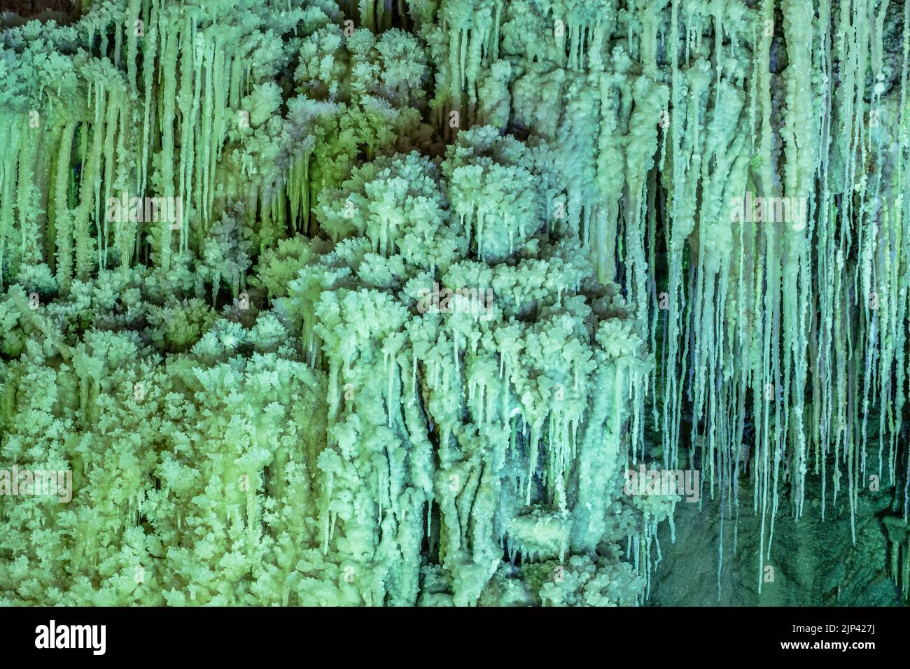Salt stalactites in an underground salt mine, Slanic, Prahova, Romania ...
