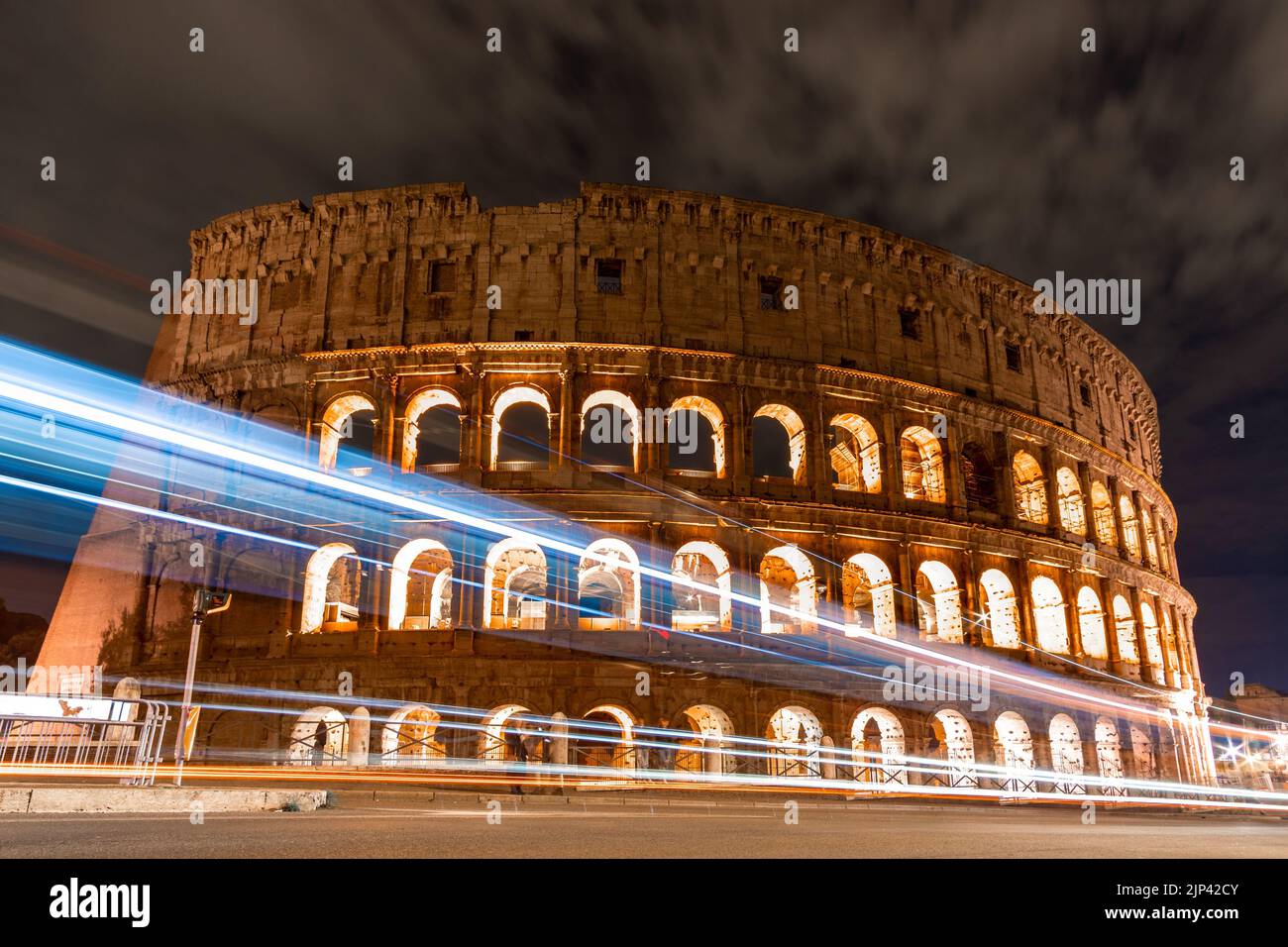 The Roman Colosseum at night with flashes of light Stock Photo - Alamy