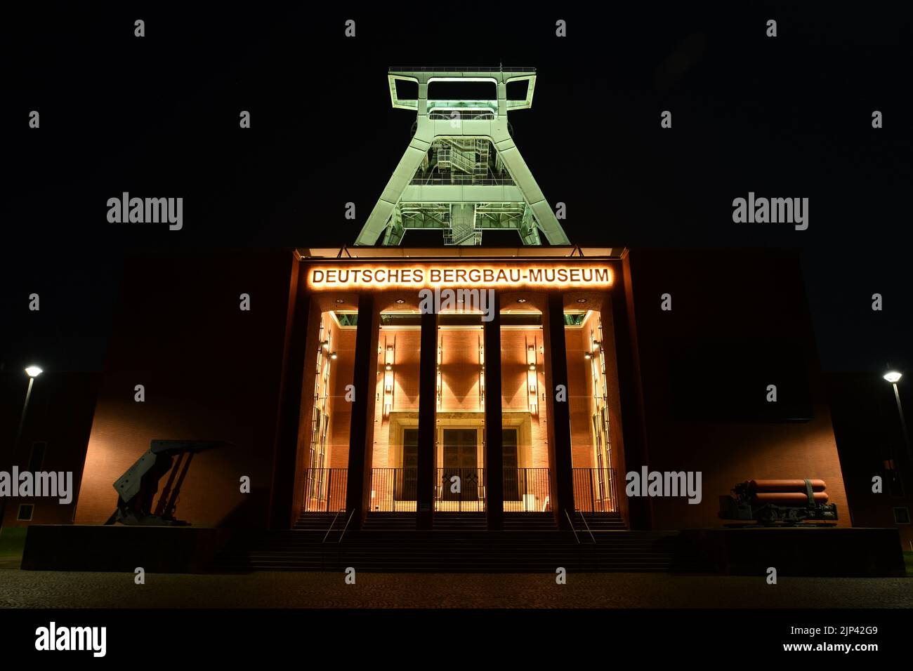The entrance of the German Mining Museum in Bochum with an old winding ...