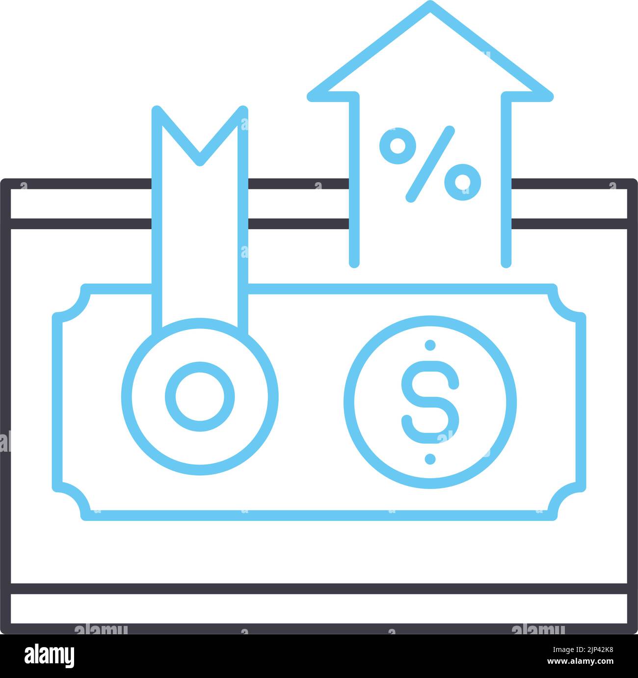 bond interest rate line icon, outline symbol, vector illustration ...