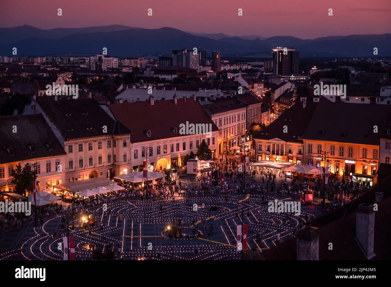 Sibiu City, Romania - 30 June 2022 the candle festival with 3500 ...