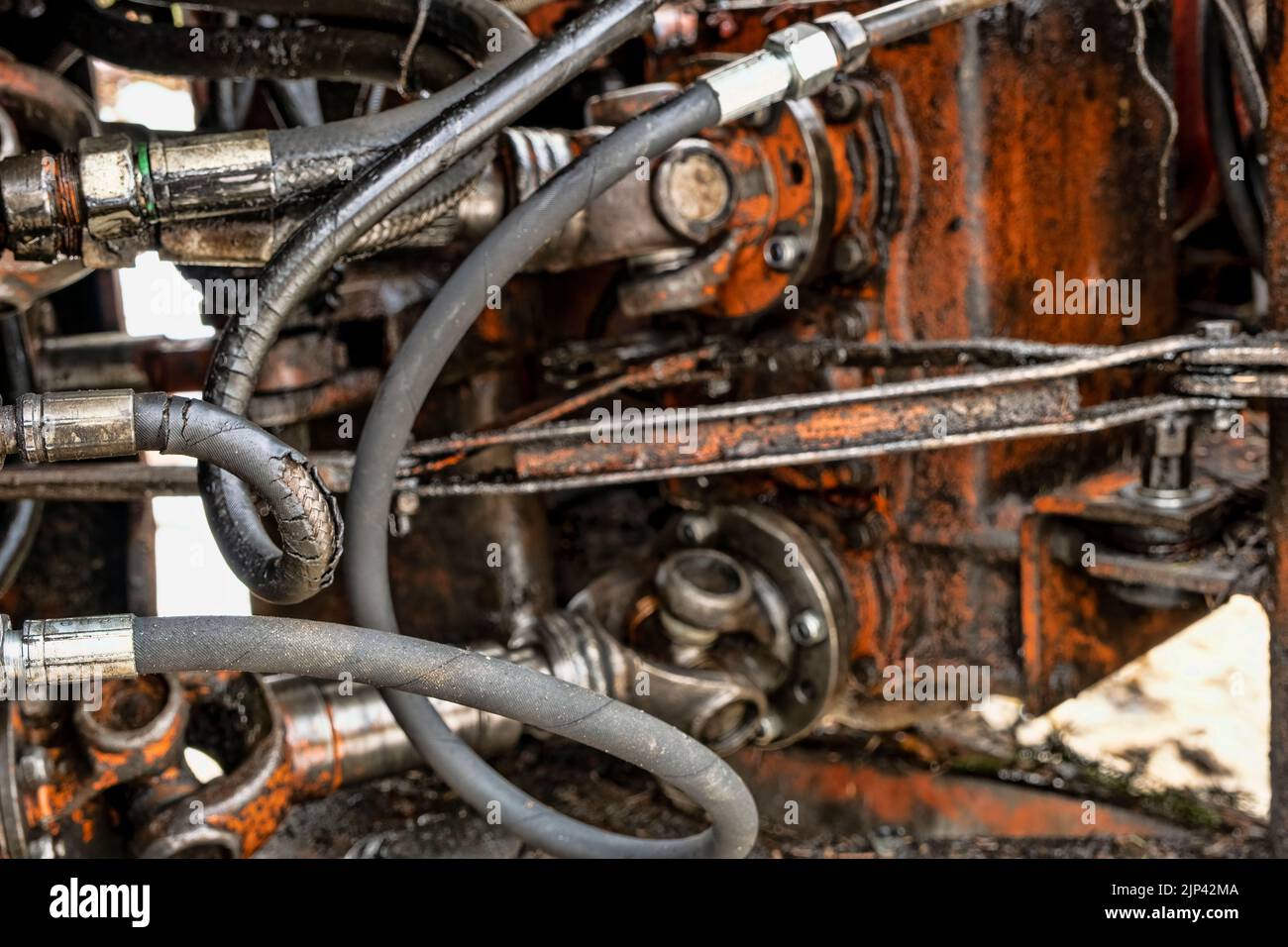 tractor dirty engine close up Stock Photo - Alamy